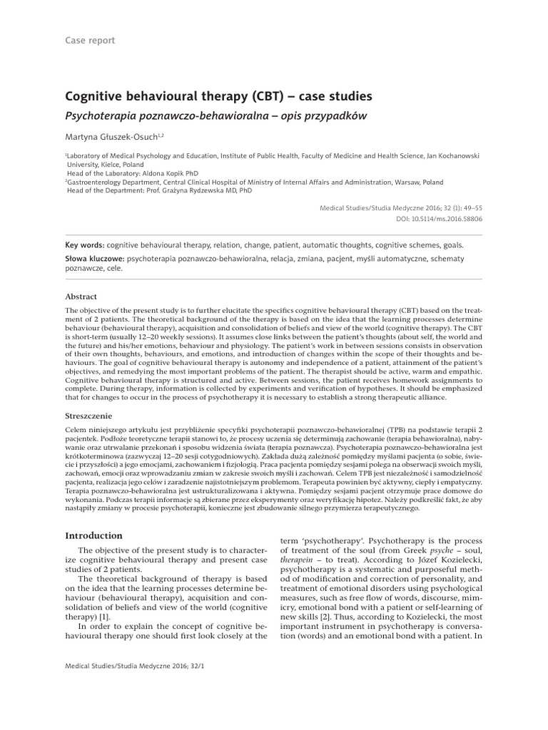 (RP)Case Studies - CBT PDF | PDF | Psychotherapy | Cognitive Therapy