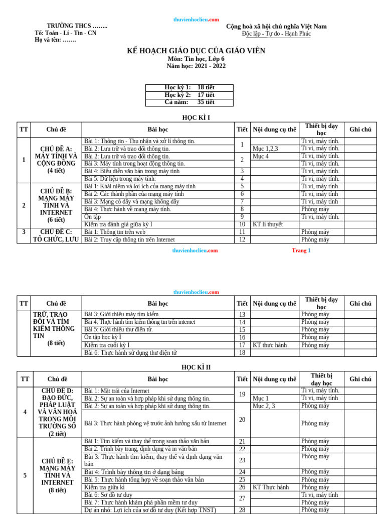 thuvienhoclieu.com-KHGD-Tin-6-Canh-Dieu | PDF