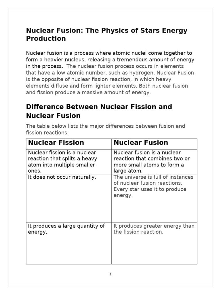 Nuclear Fusion Document | PDF | Nuclear Fusion | Nuclear Reaction