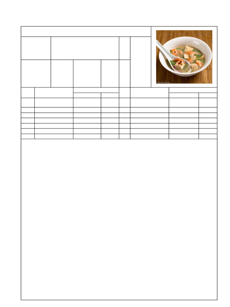 RESEPI STANDARD DAN KOS MAKANAN Soup | PDF