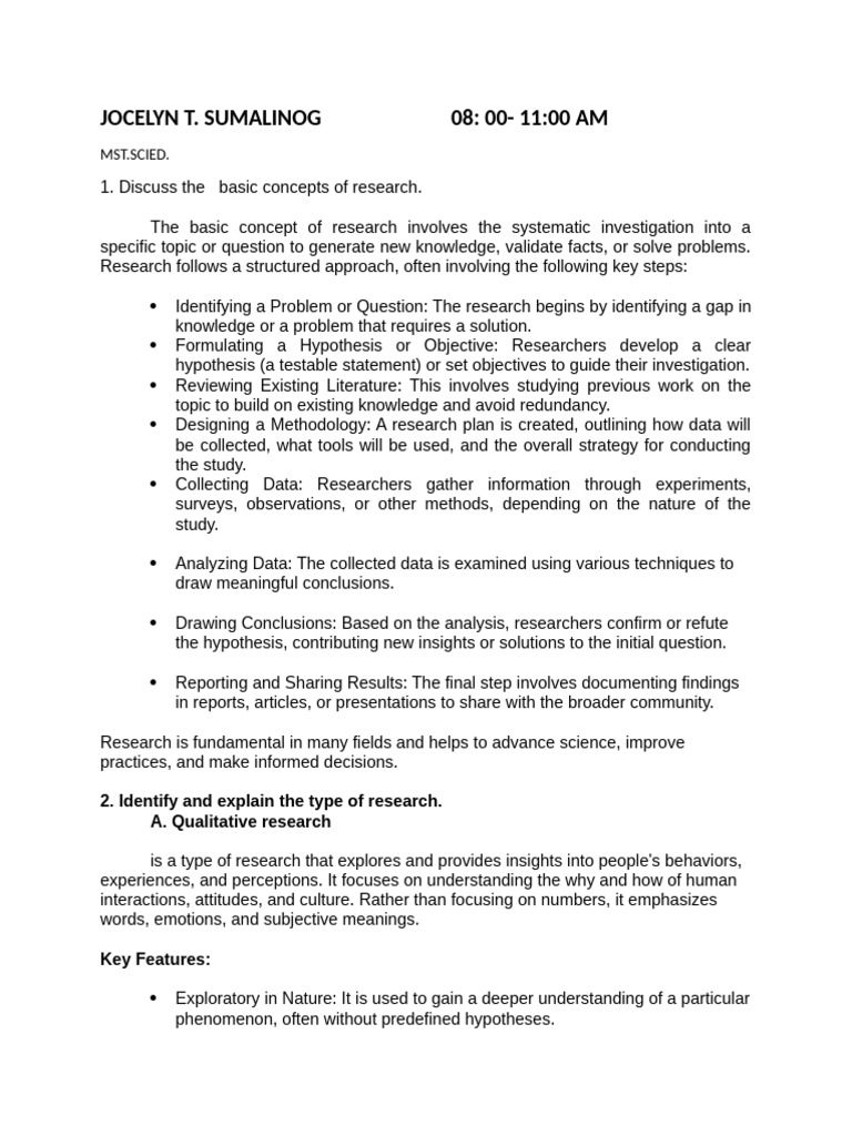 JOCELYN SUMALINOG RESEARCH | PDF | Methodology | Quantitative Research
