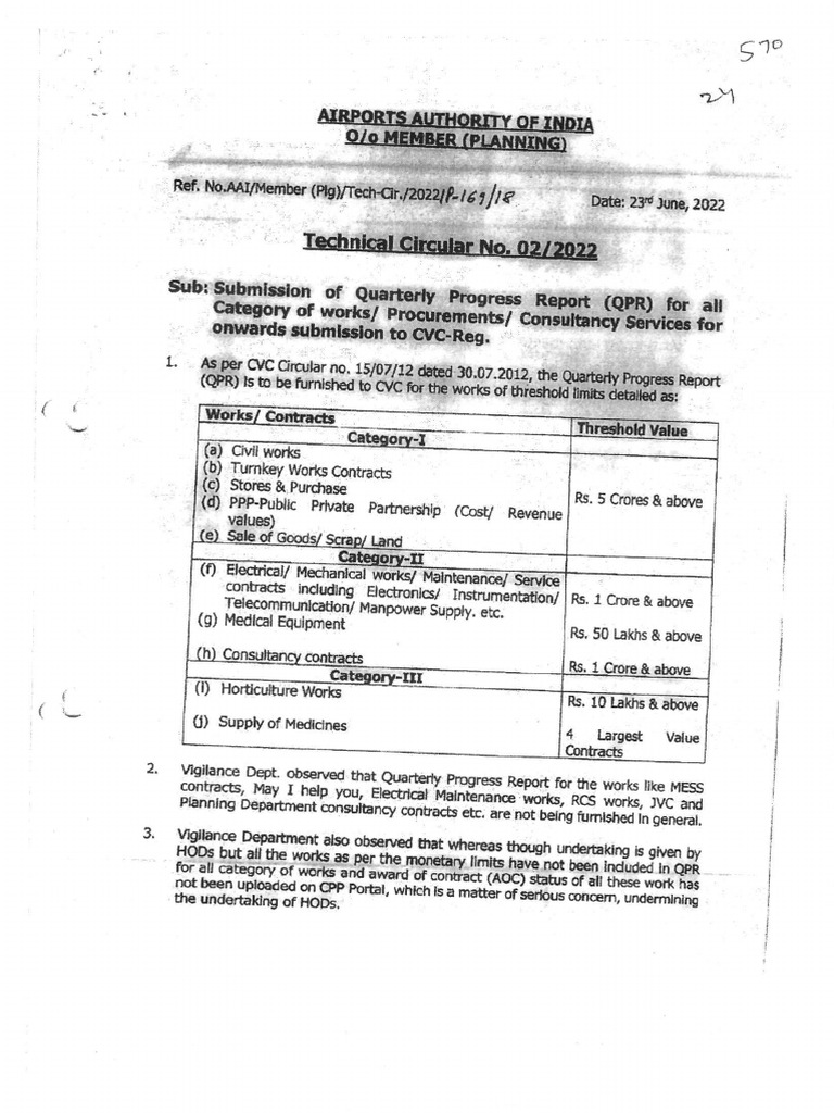 QPR TECHNICAL CIRCULAR ATTACHMENT | PDF