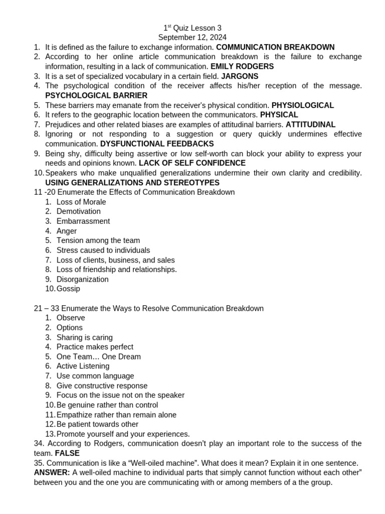 1st Quiz Lesson 3 | PDF