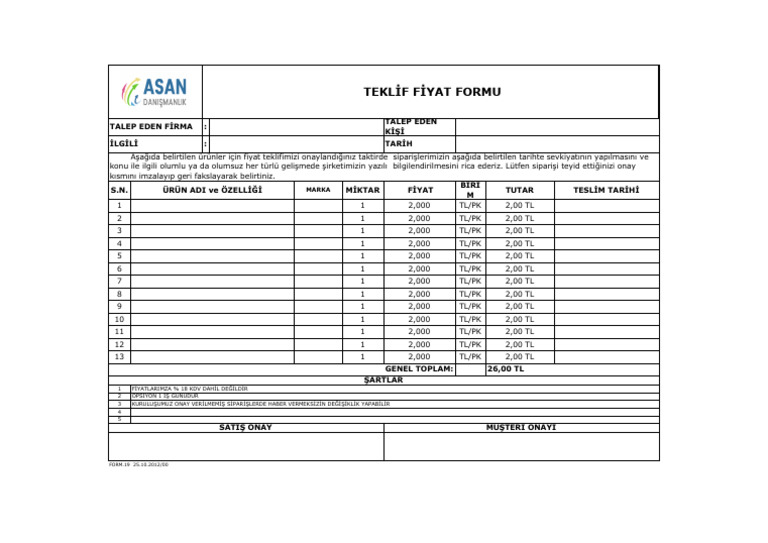 Siparis Teklif Formu | PDF
