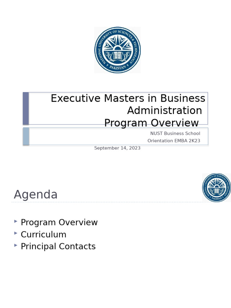 NUST EMBA Program Overview 2023 | PDF | Human Resource Management | Academic Term