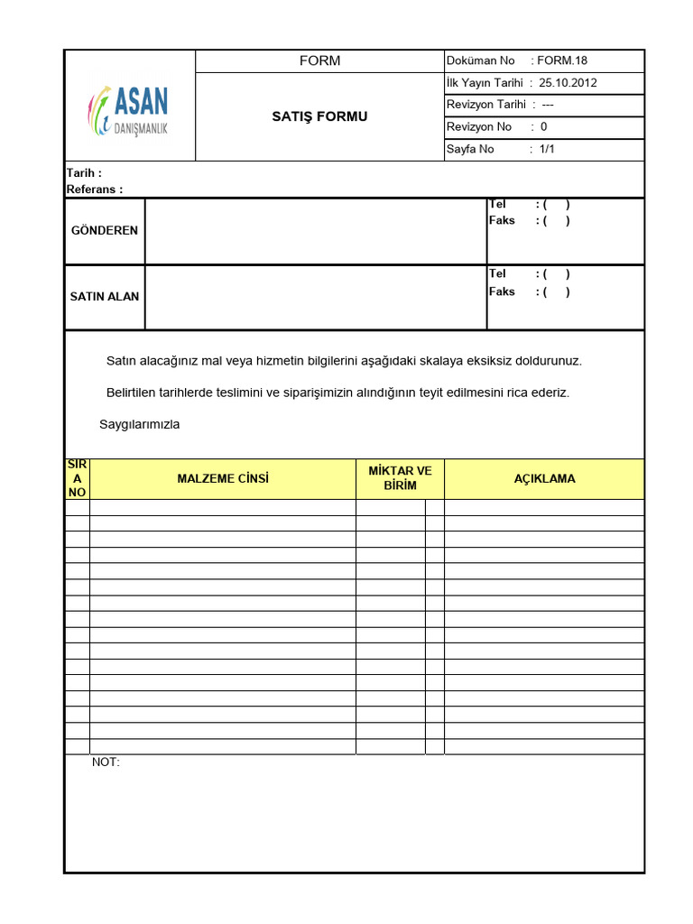Satis Formu | PDF