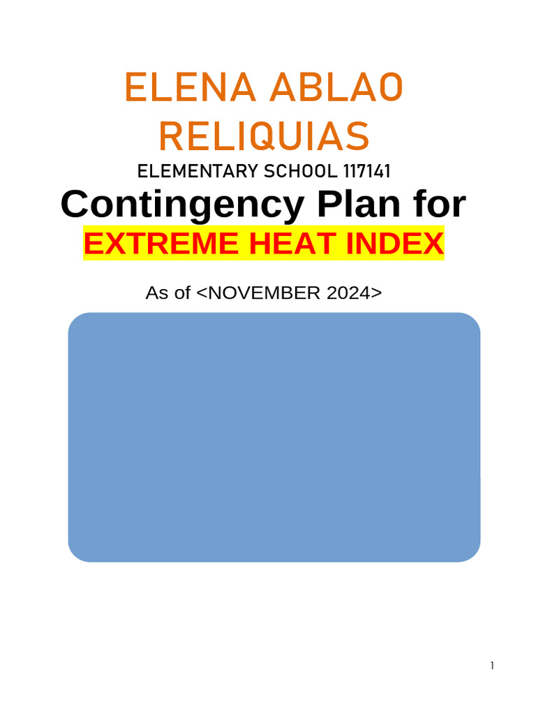 Contingency Plan Extreme Heat Index | PDF | Climate Change | Heat Wave