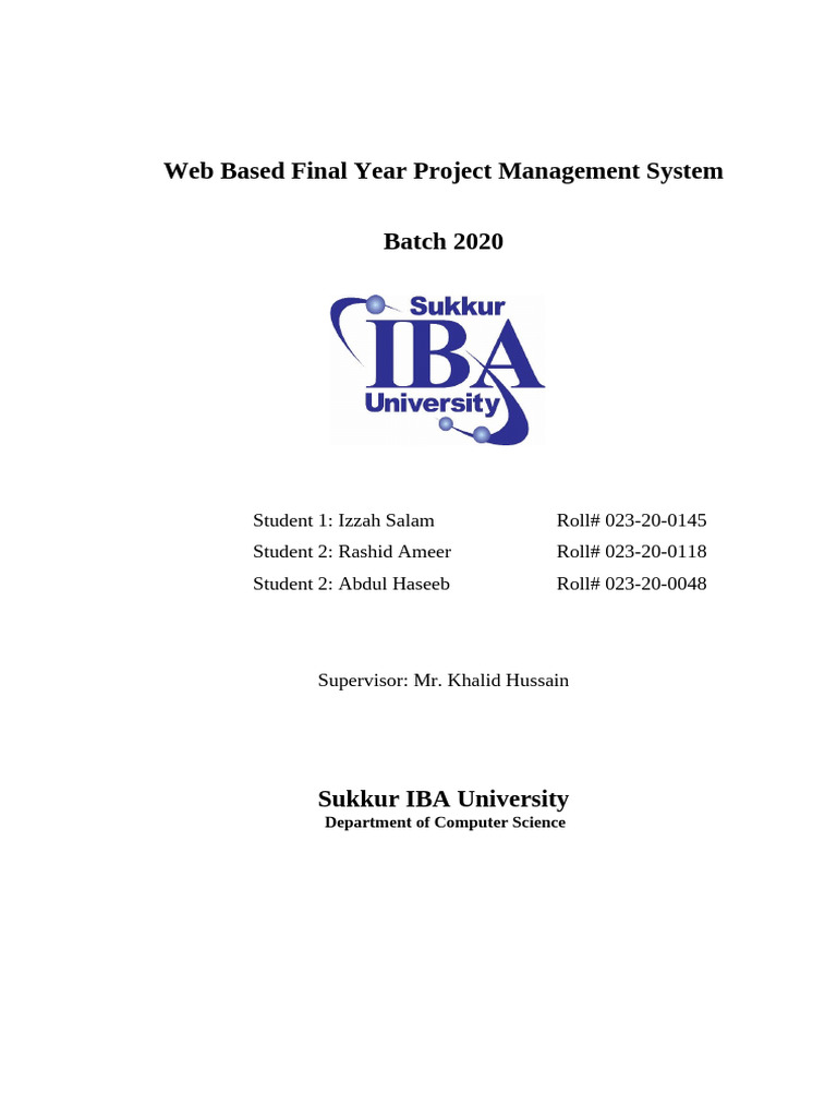 Web Based Final Year Project System Proposal | PDF | Html | World Wide Web
