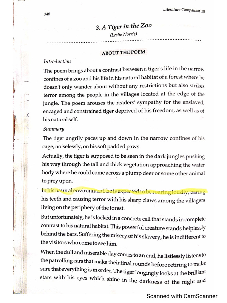 A Tiger in The Zoo Notes X | PDF