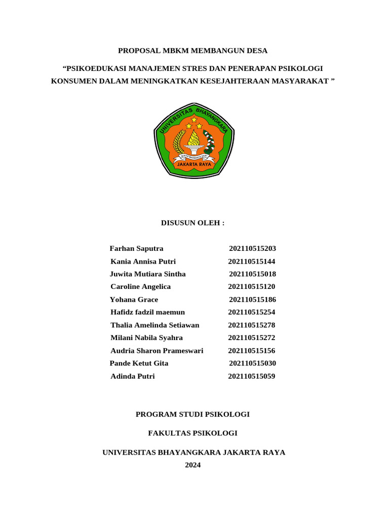 PROPOSAL MBKM MEMBANGUN DESA-1 | PDF