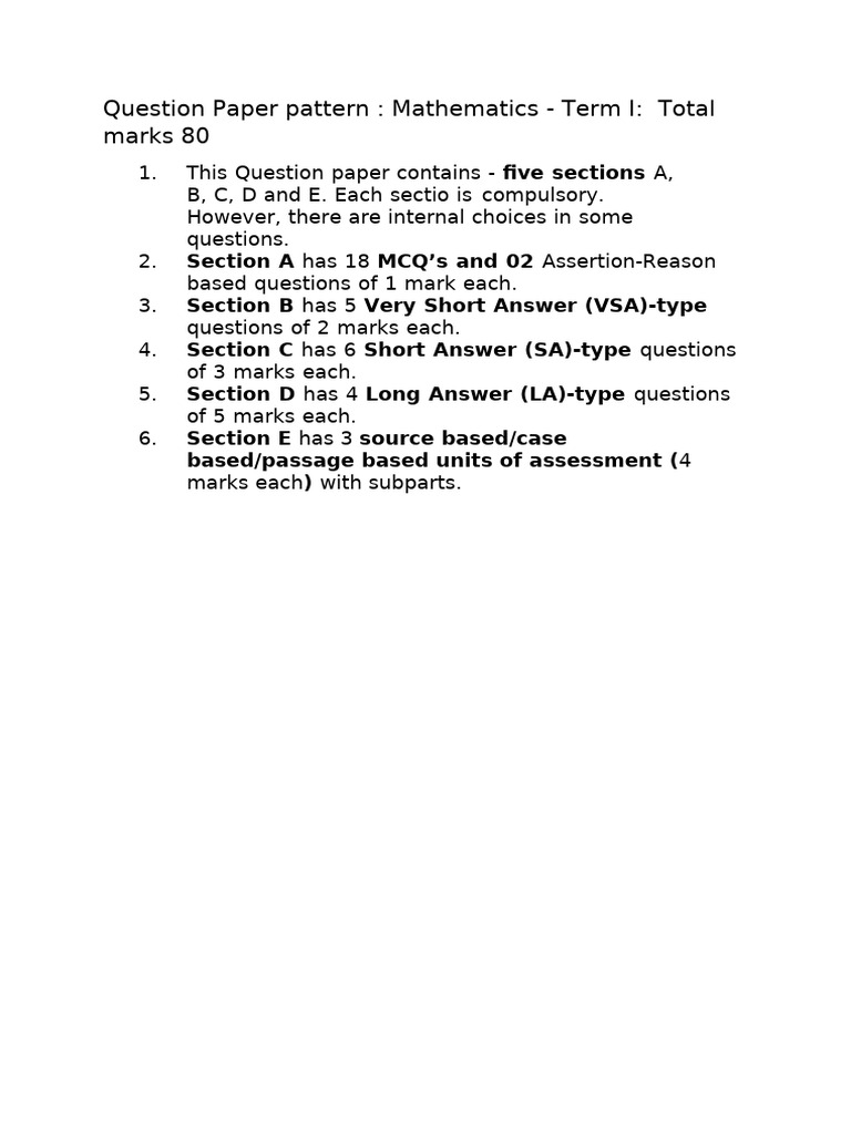 Question Paper Pattern | PDF
