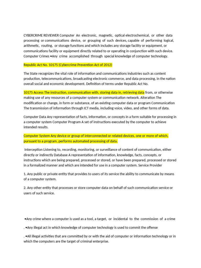 Manco Cybercrime Summary | PDF | Security | Computer Security