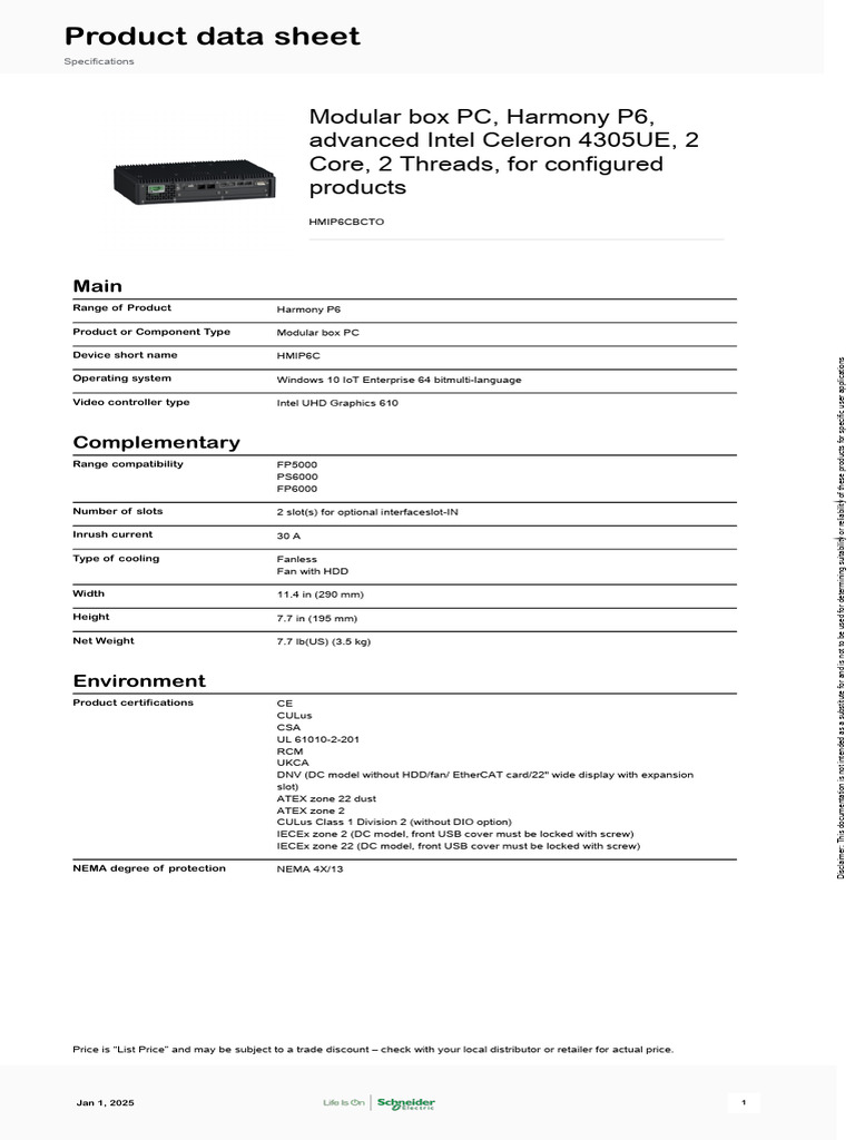 Schneider Electric_Harmony-P6_HMIP6CBCTO | PDF