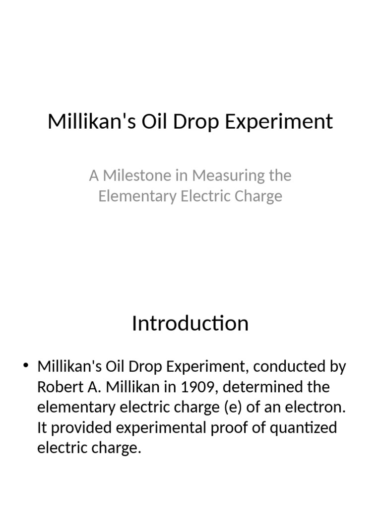 Millikan Oil Drop Experiment | PDF