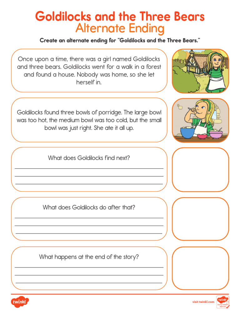 Color-Goldilocks and The Three Bears Alternate Ending For K-2nd Grade | PDF