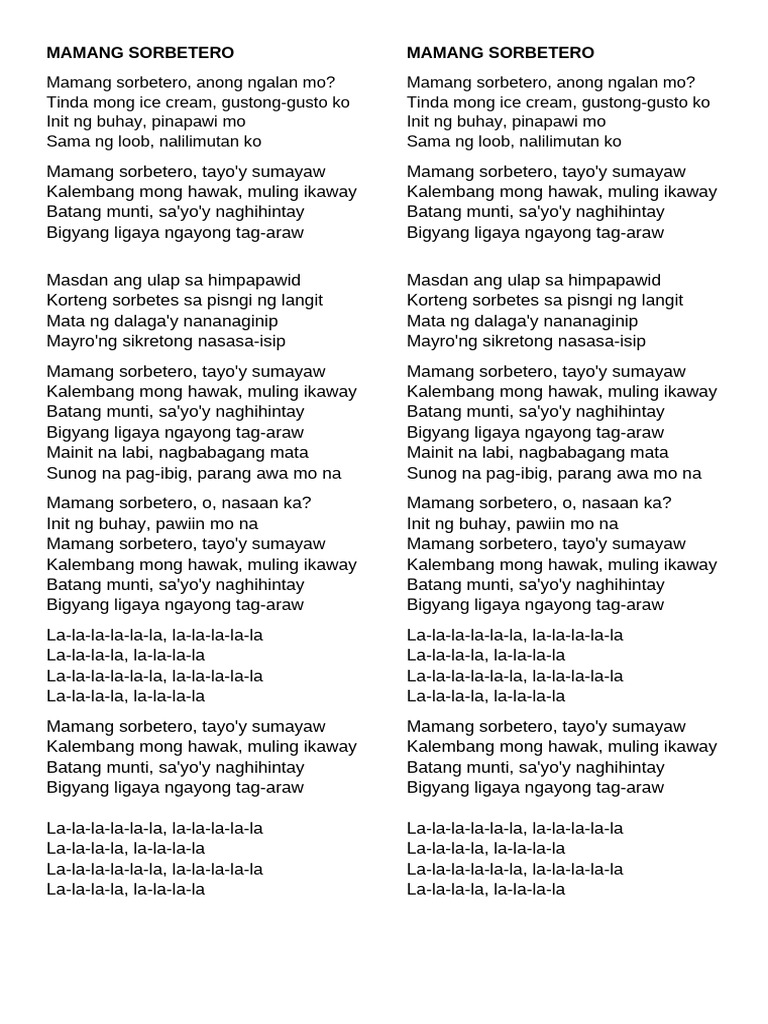 Mamang Sorbetero' | PDF