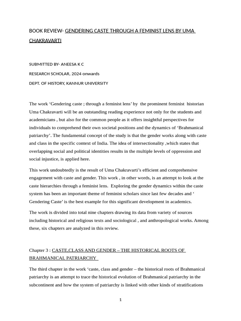 Feminist View on Caste Dynamics | PDF | Caste | Intersectionality