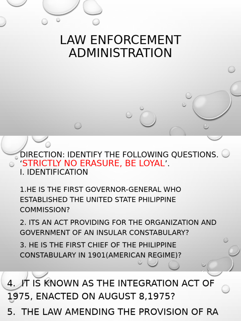 Law Enforcement Administration Quiz | PDF