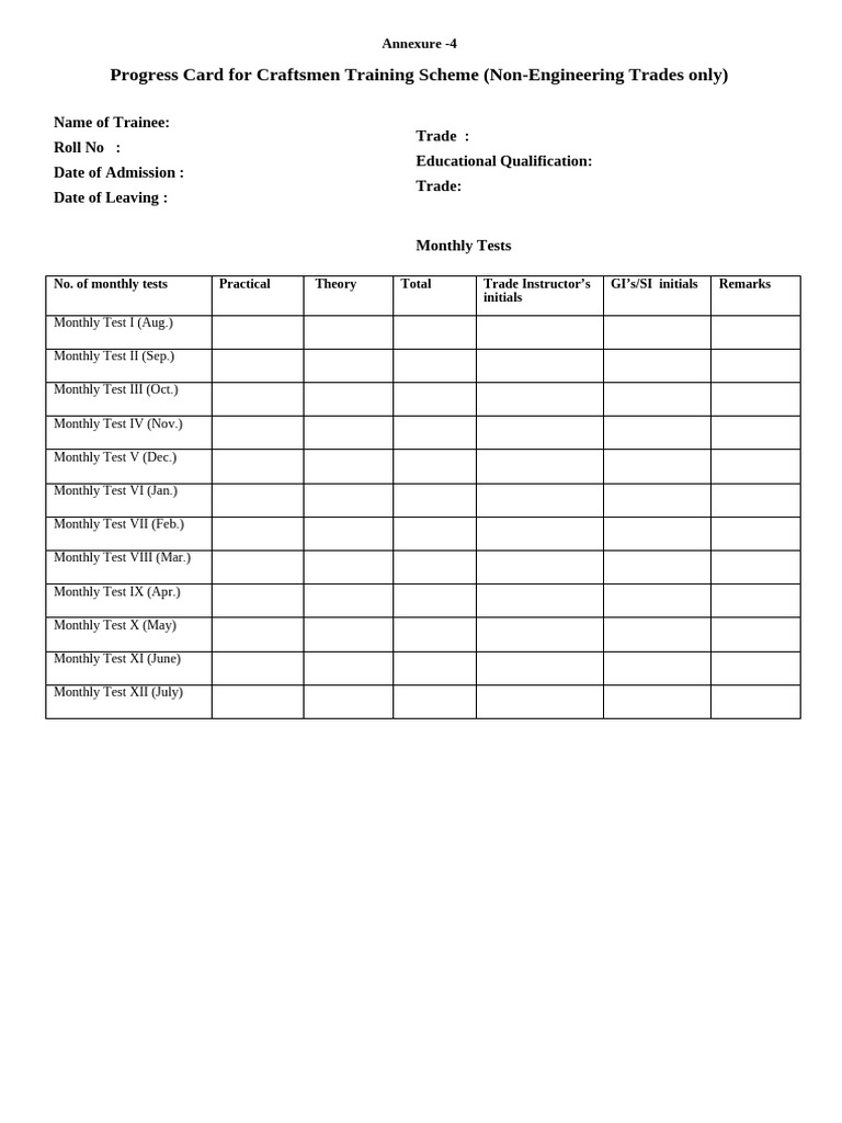 Progress Card-Annexure 4 3 | PDF