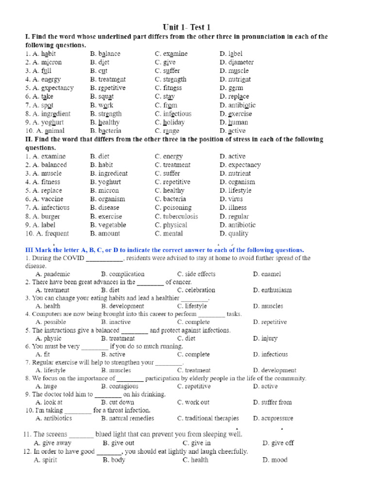 Unit 1 Test GLOBAL SUCCESS | PDF