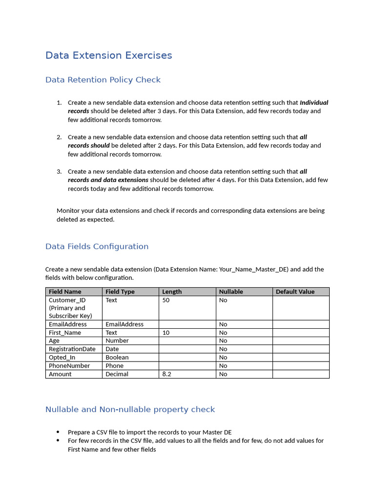 SFMC Assignment - 2 (Data Extensions) | PDF | Comma Separated Values | Computing