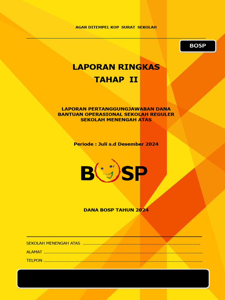Cover Sma Dan Daftar Isi - Lap Bos Reg 2024 - Tahap 2 | PDF