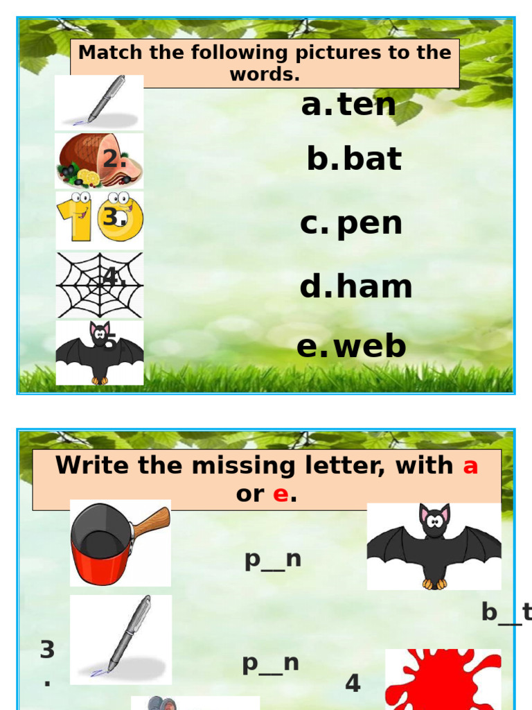 Picture-Word Matching Exercise | PDF