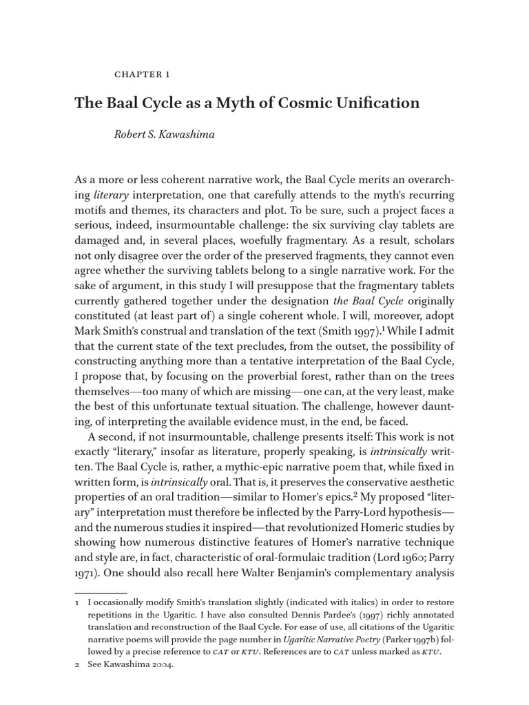 The Baal Cycle As A Myth of Cosmic Unifi | PDF | Iliad | Zeus