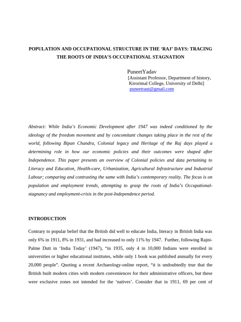 Population And Occupational Structure In Pdf Cost Of Living