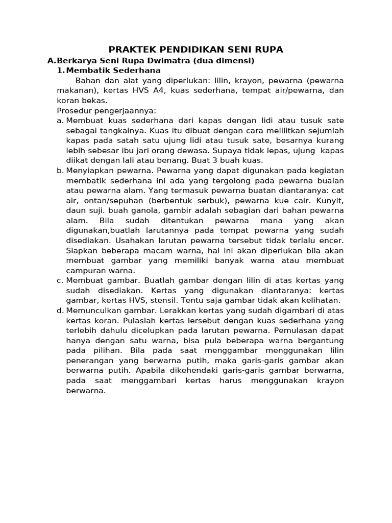 Praktek Pendidikan Seni Rupa | PDF