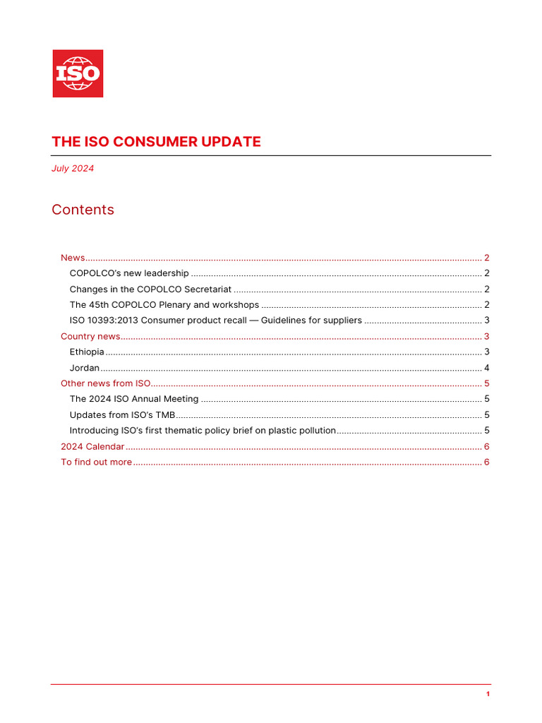 ISO-COPOLCO - ISO Consumer Update - July 2024 | PDF | International ...