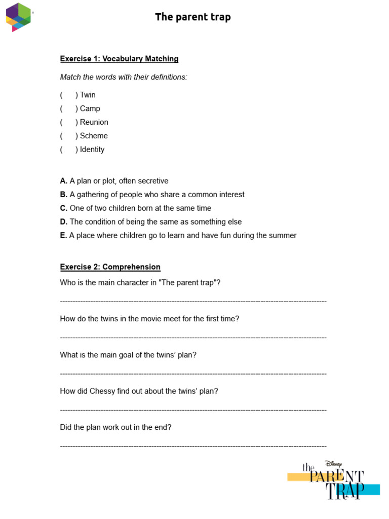 WORKSHEET Movie Parent Trap | PDF