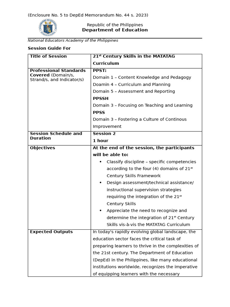 Session Guide Form NEAP Template 2024 | PDF | Communication ...