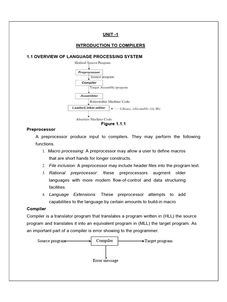 unit 1 | PDF | Parsing | Compiler
