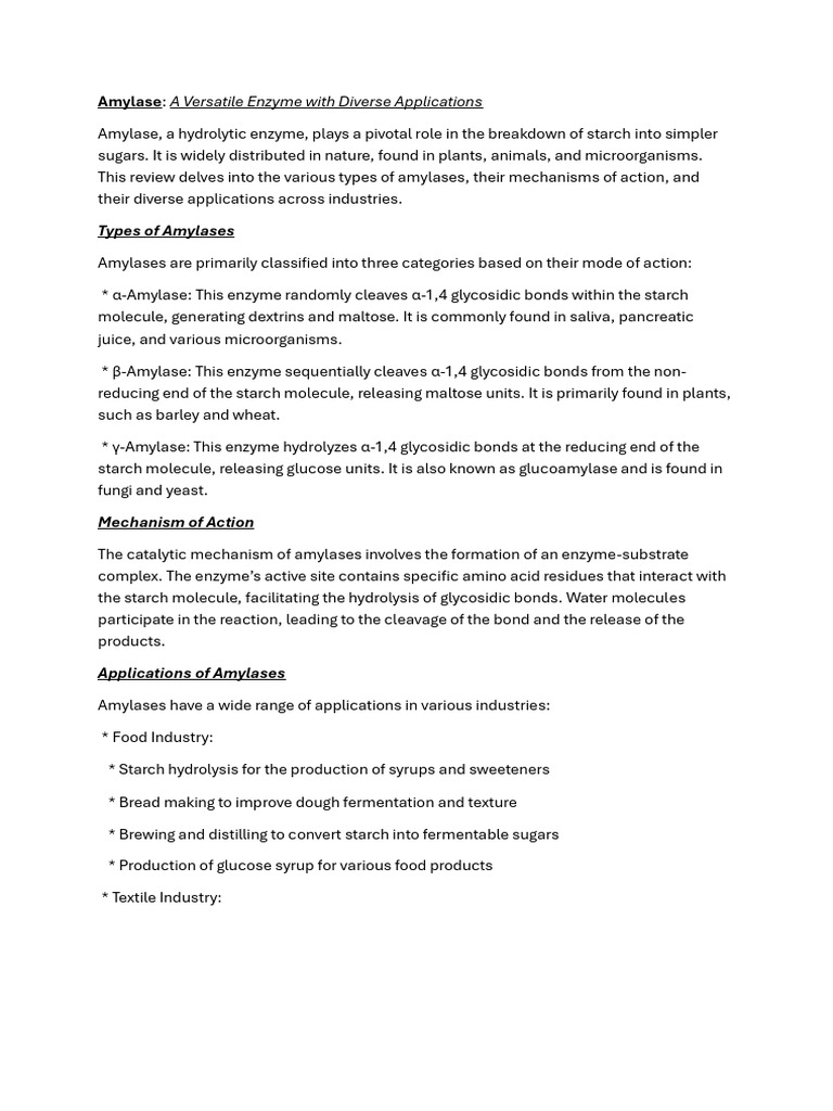 Research Paper On Amylase | PDF | Starch | Hydrolysis
