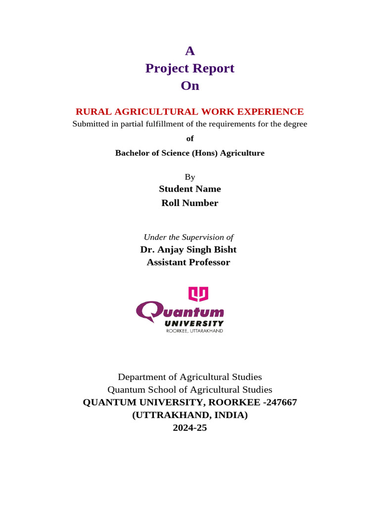 RAWE Front Page Format | PDF | Agriculture