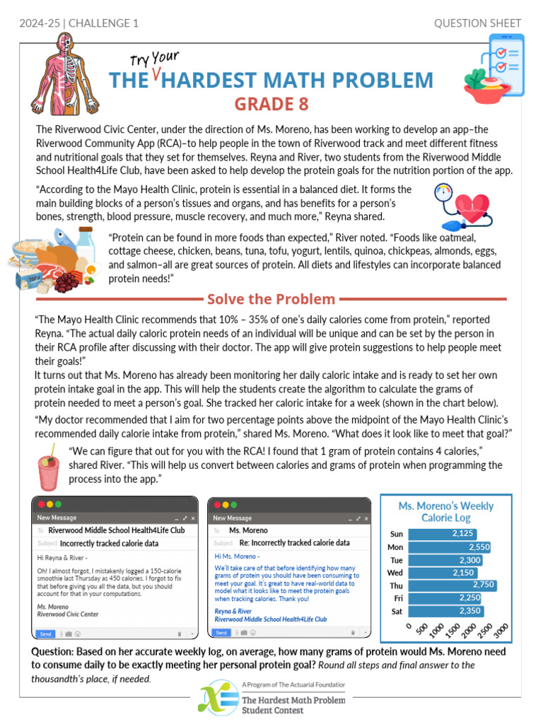 2024-25 Grade 8 - HMP Challenge 1 | PDF | Calorie | Nutrition