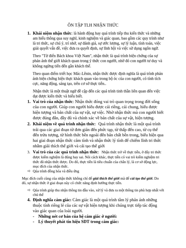 ÔN-TẬP-TLH-NHẬN-THỨC (1) | PDF