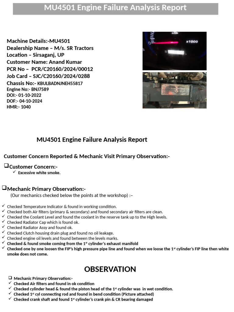 MU4501 - Engine Failure Report | PDF | Piston | Machines