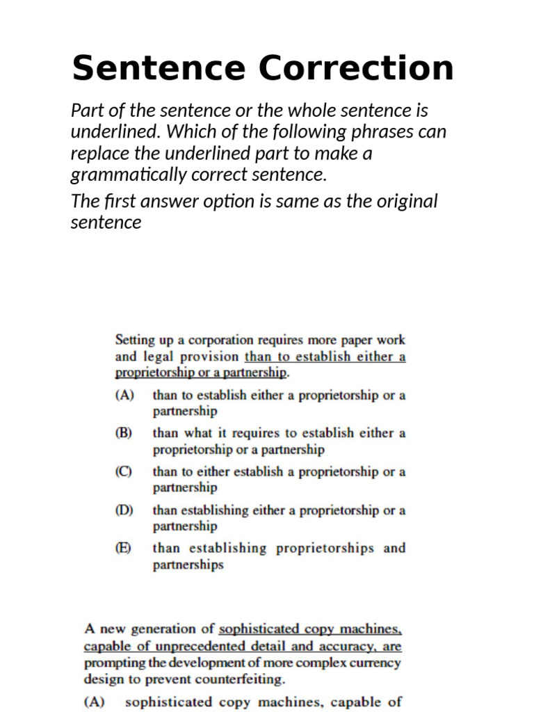 Senetence Correction-1 | PDF
