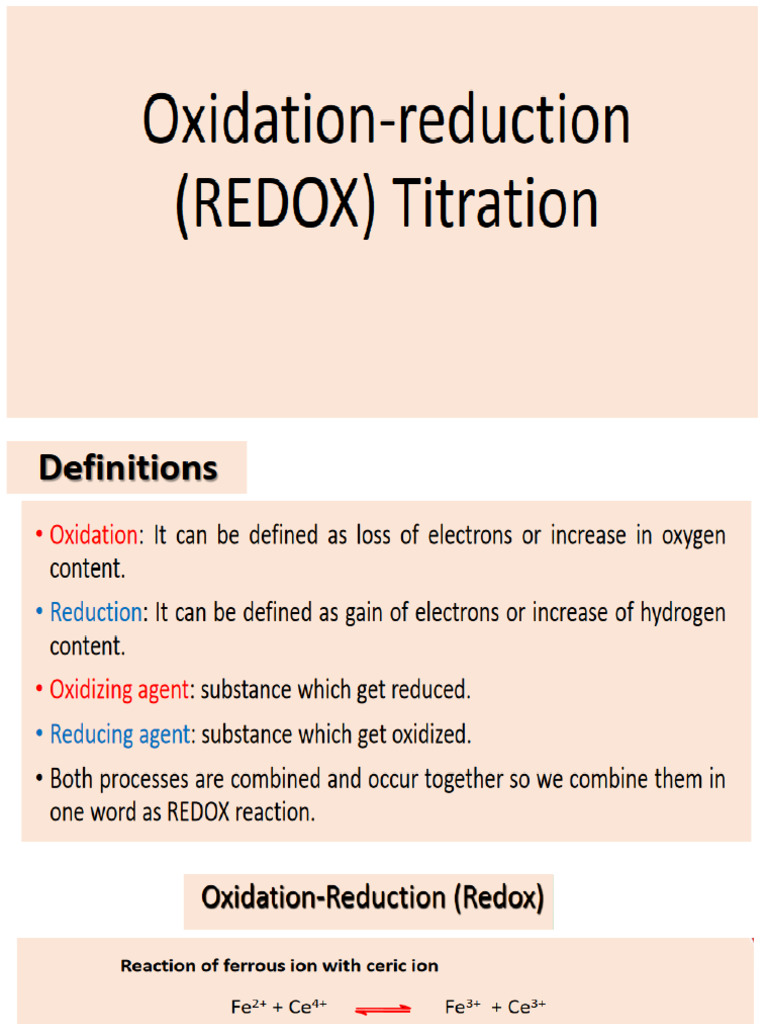 Redox Titration First ## | PDF