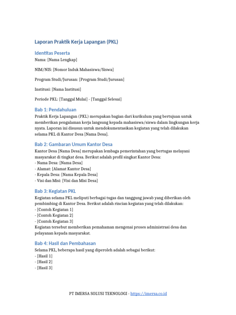 Contoh Laporan PKL Di Kantor Desa | PDF