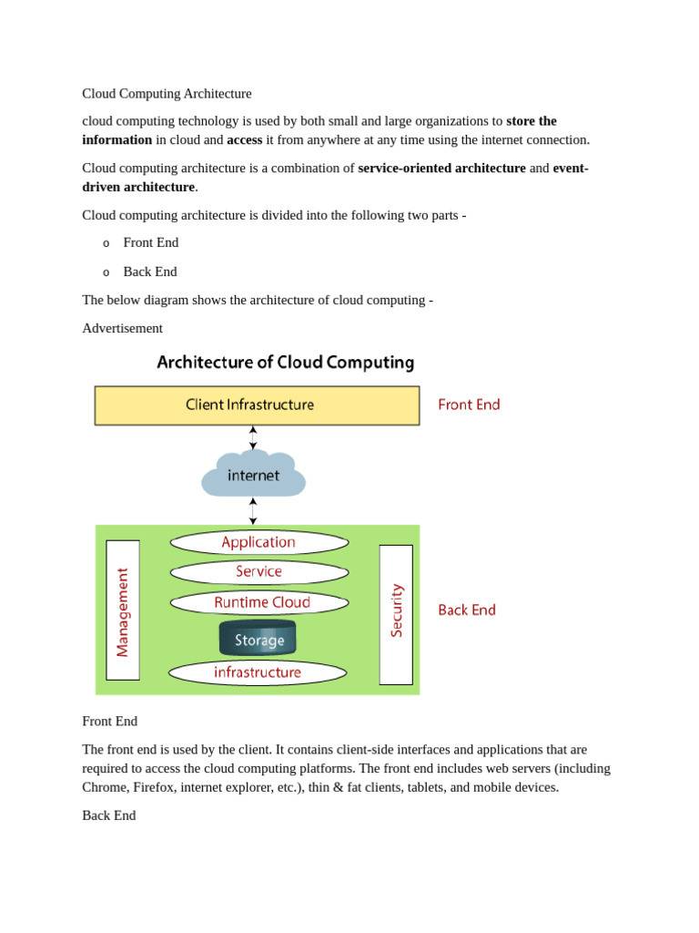 Cloud Computing Architecture | PDF | Cloud Computing | Computing Cloud Computing Architecture | PDF | Cloud Computing | Computing