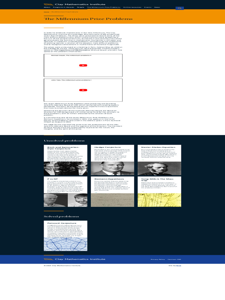WWW Claymath Org Millennium-Problems | PDF | Conjecture | Prime Number