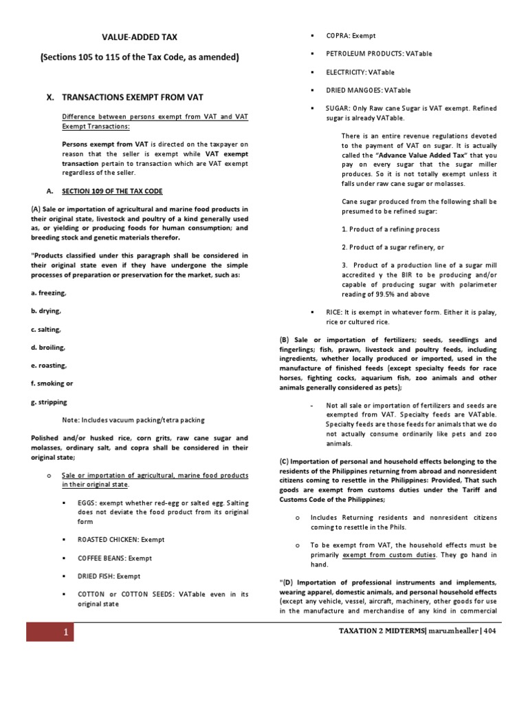 Taxation 2 Midterm Notes | Download Free PDF | Value Added Tax ...