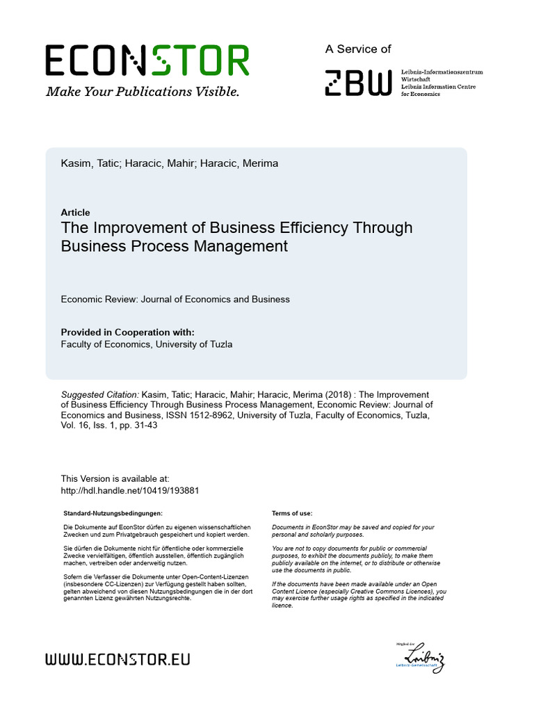 The Improvement of Business Efficiency Through Business Process ...