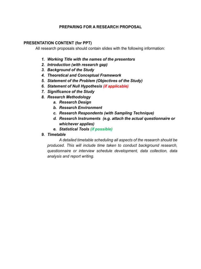 Research Proposal Presentation Guide | PDF