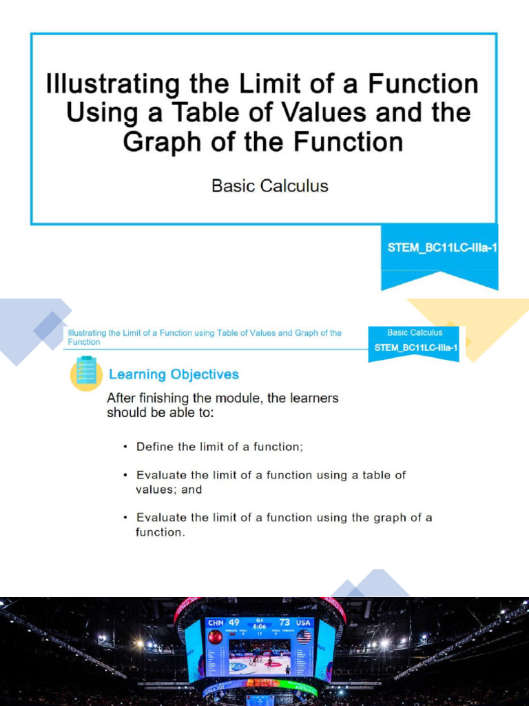 Lesson 1 - Illustrating The Limits of Function Using Table of Values and Graph | PDF