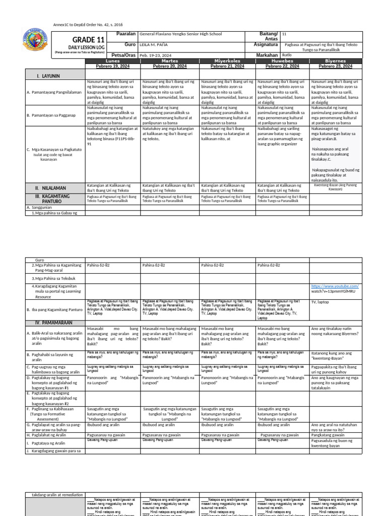 DLL Pagbasa Q3 W4 | PDF