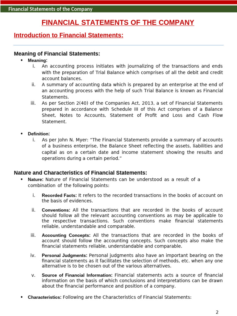 Company Financial Statements Overview | PDF | Equity (Finance ...